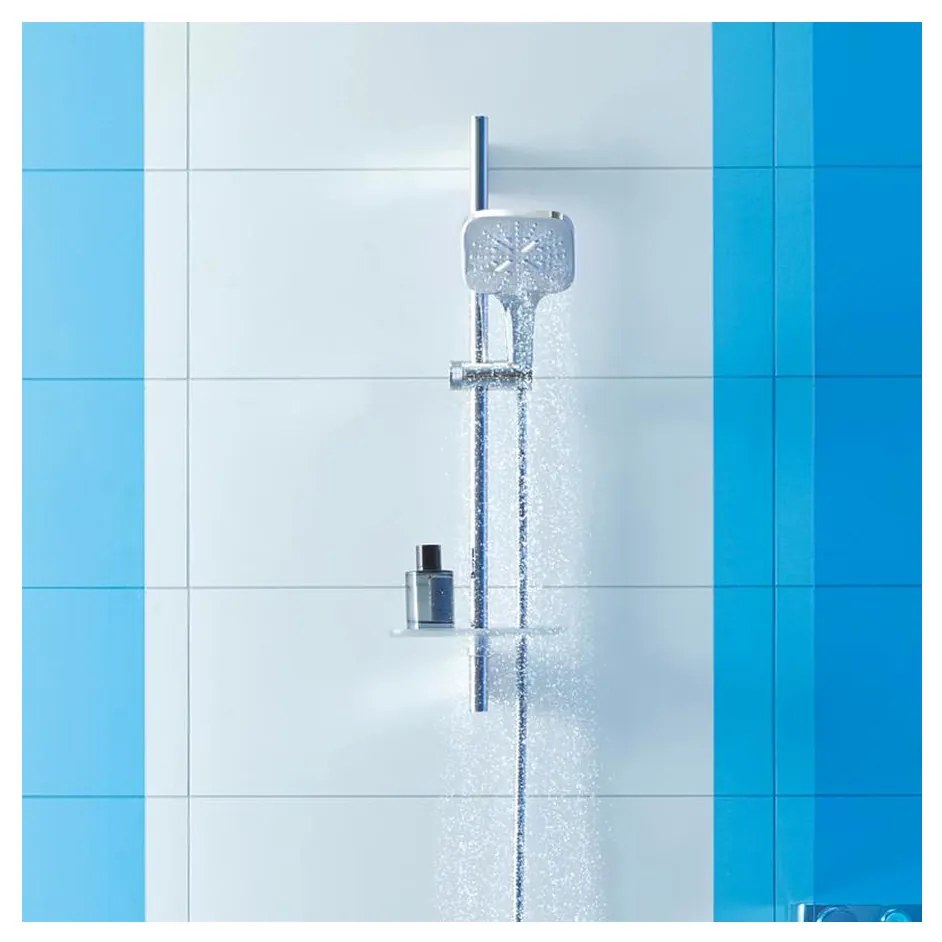 Grohe Rainshower SmartActive 130 Cube - Set pro upevnění na zeď se 3 proudy, sprchová tyč 600 mm, 9,5 l/min omezovač průtoku, chrom 26584000