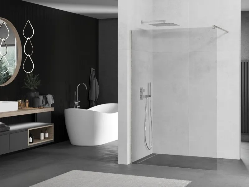 Mexen Kioto, sprchová zástěny typ Walk-In 105 x 200 cm, 8mm čiré sklo, ocelová, 800-105-101-97-00
