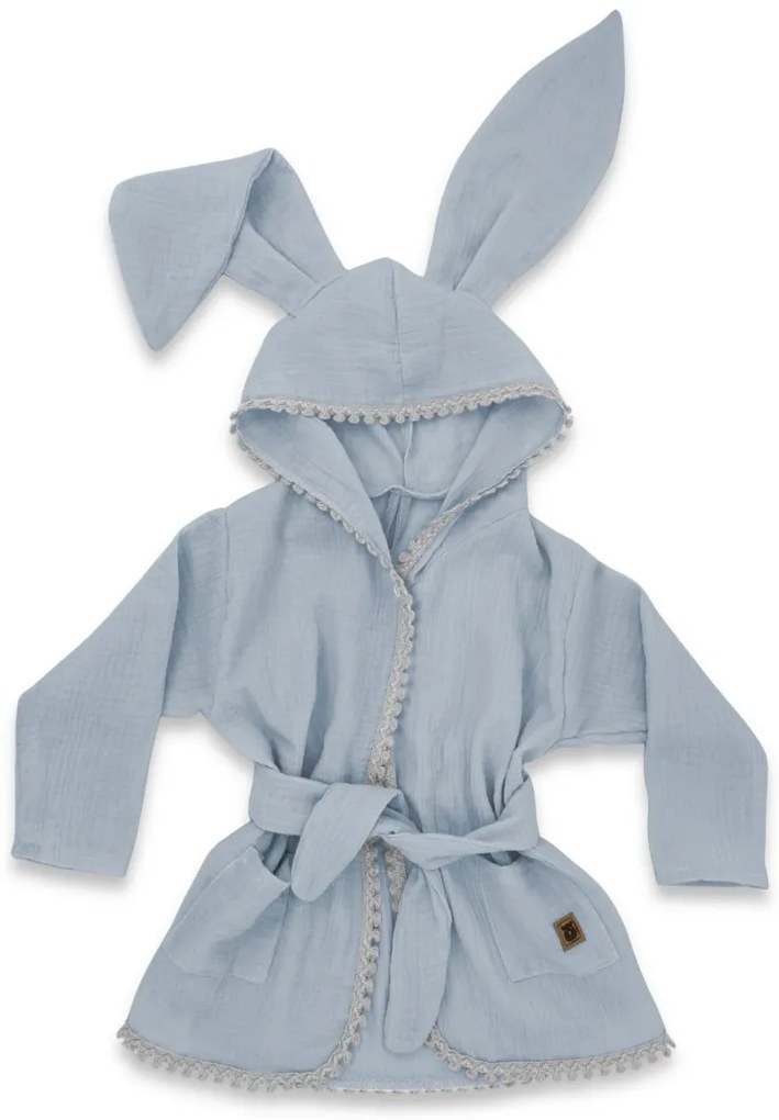 Dětský mušelínový župan s oušky Bunny - jeans Velikost koj oblečení: 80-98 (9-36m)