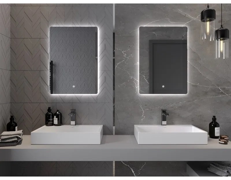 Mexen Sun podsvícené koupelnové zrcadlo 50 x 70 cm, LED 6000K, ventilátor - 9807-050-070-611-00