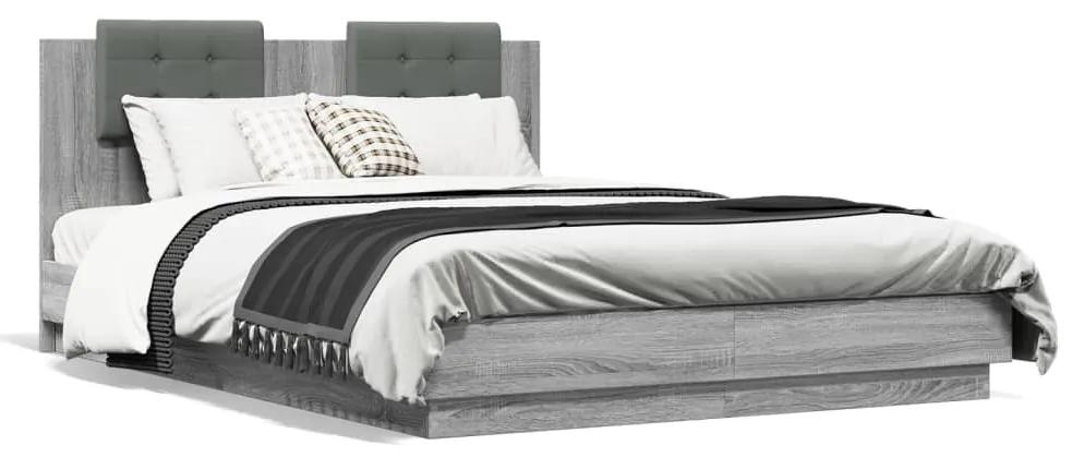 Rám postele s čelem šedý sonoma 140 x 200 cm kompozitní dřevo,  3209924