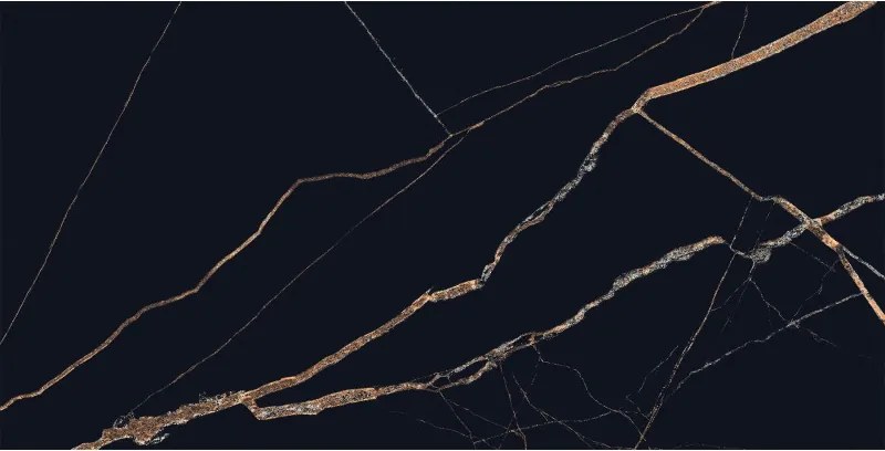 Mexen Fossil Černý leštěný rektifikovaný gres G1, dlaždice podlahově-stěnová 120 x 60 cm, vysoký lesk