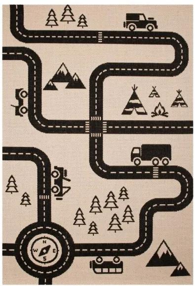 Hans Home | Kusový koberec Vini 103024 Road Map Charly 120x170 cm, béžová
