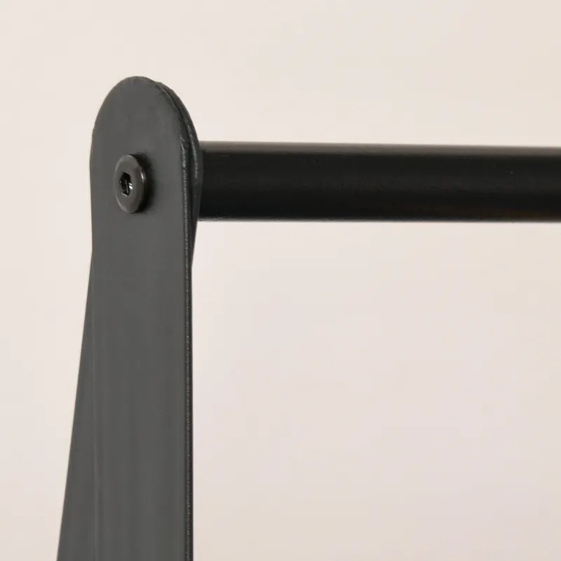 Věšák na šaty se 2 policemi, kov/přírodní dřevo, 149 cm 850-096