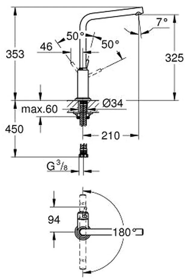 Grohe Atrio - dřezová baterie stojánková, chrom 32136001