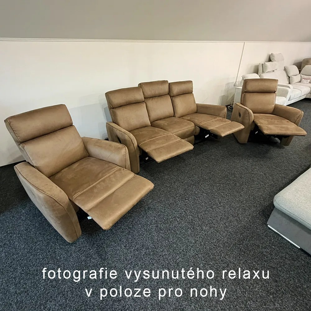 Sedací sestava BRAVEN 3+1+1 s FUNKCÍ RELAX | hnědá látka | EXTRA POHODLNÉ