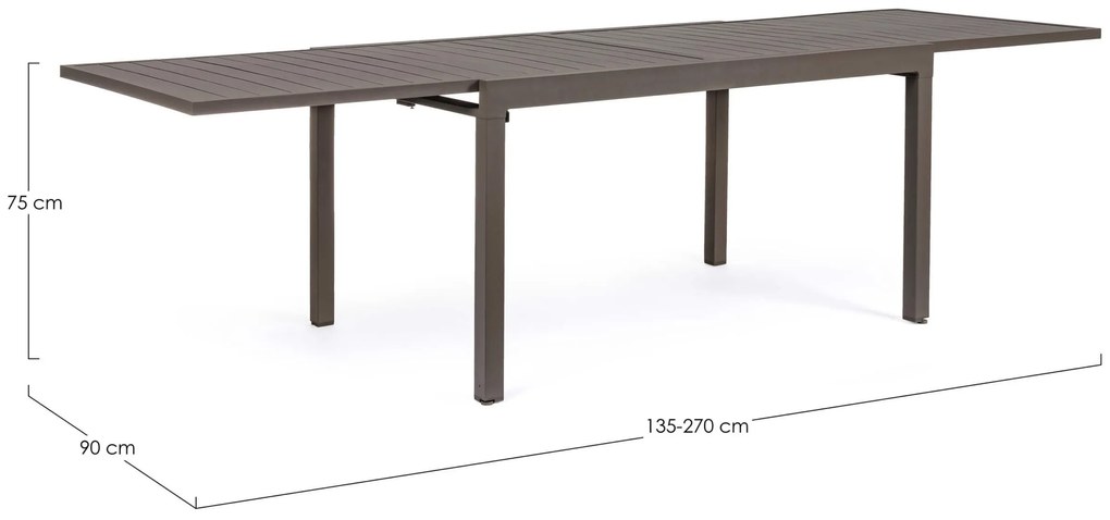 Zahradní rozkládací stůl galioso 135 (270) x 90 cm hnědý MUZZA