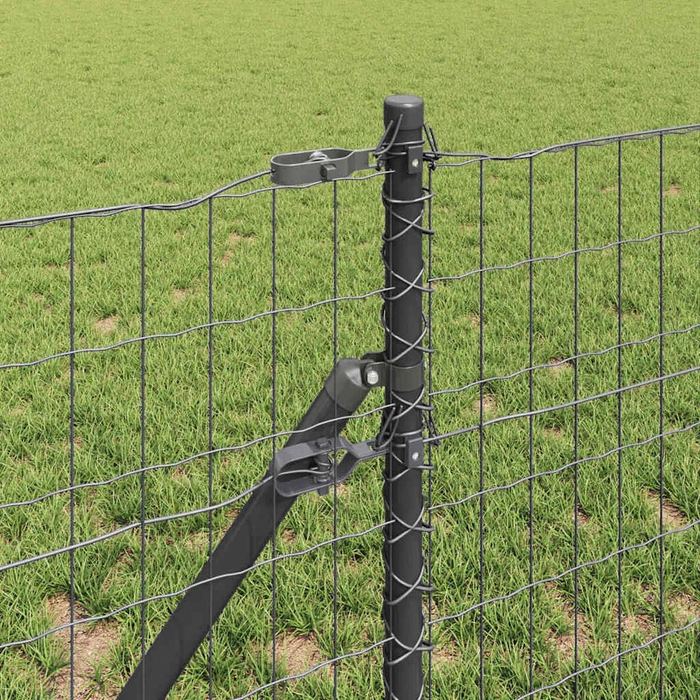 Euro plotové kotvení 10 x 0,6 m Ocel potažená PVC Šedá Síťovina 3350378