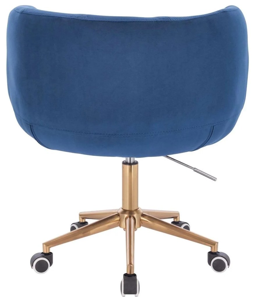 LuxuryForm DESIGN Otočné křeslo MONTANA VELUR na zlaté podstavě s kolečky - modré