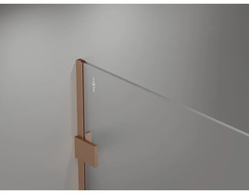 Mexen Lunar sprchová stěna levá 120 x 200 cm, 8mm čiré sklo, měděná matná, 830-120-000-65-00-L