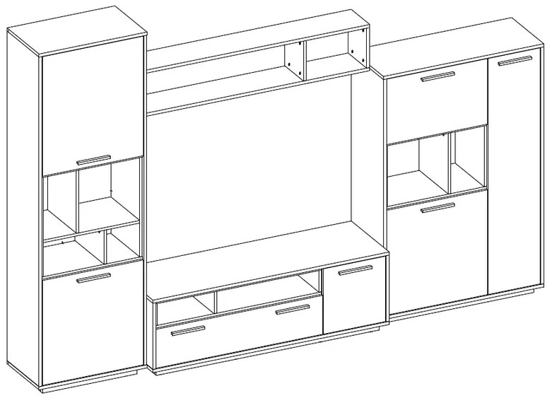 Obývací stěna Milano, s osvětlením