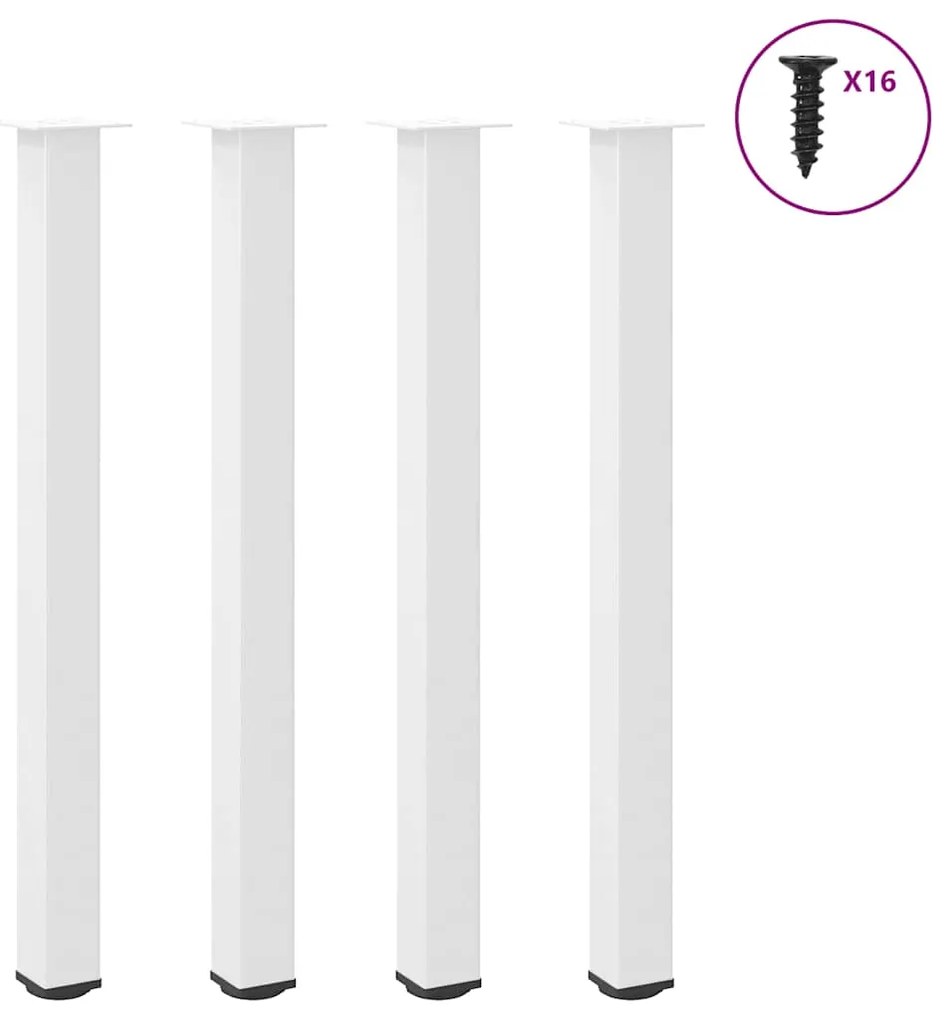 Nohy barového stolu 4 ks bílé 110–112 cm ocelové