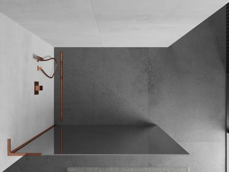 Mexen Kioto L, sprchová zástěna Walk-In 90 x 200 cm, 8mm sklo vzor zrcadlo, růžové zlato profil, 800-090-103-60-50