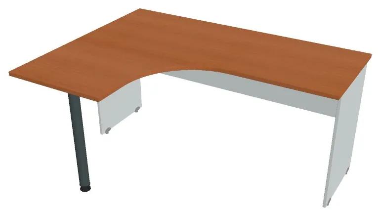 Stůl ergo pravý 160*120 cm - Hobis Gate GE 60 P Dekor stolové desky: třešeň, Dekor lamino podnože: šedá, Barva nohy: černá