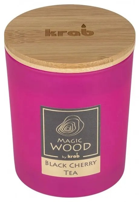 Krab MAGIC WOOD - vonná svíčka s dřevěným knotem Black Cherry Tea, 300 g