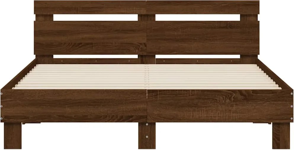 Rám postele s čelem a LED osvětlením hnědý dub 150 x 200 cm 3207545