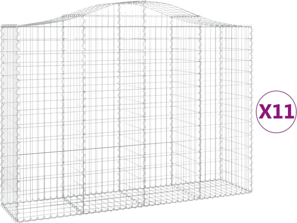 Klenuté gabionové koše 11ks 200x50x140/160cm pozinkované železo 3145691