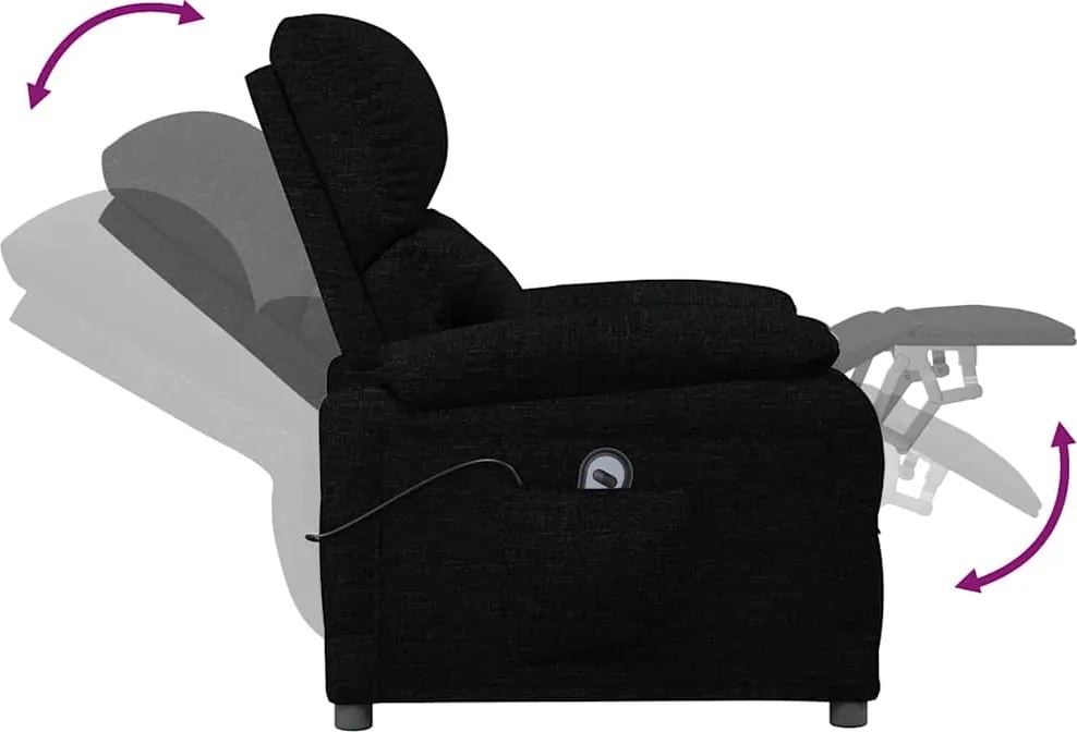 Elektrické polohovací křeslo černé textil 3098427