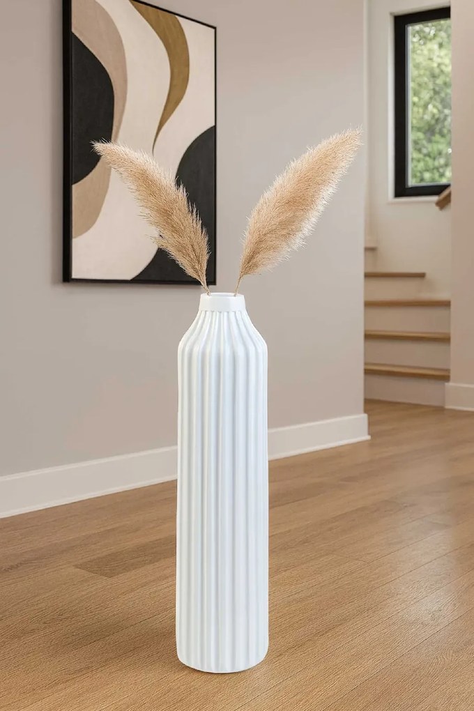 Podlahová váza VERTO, sklolaminát, výška 80 cm, bílý mat