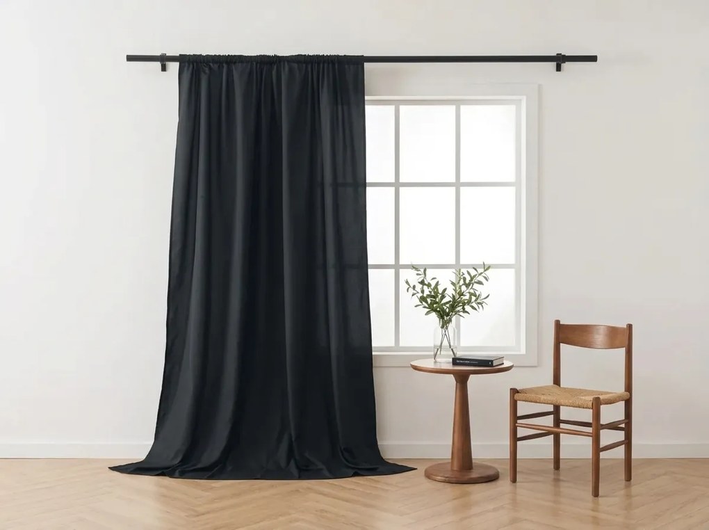 Závěs OXFORD LIGHT 140x250 cm, černý Zavěšení: Řasící páska