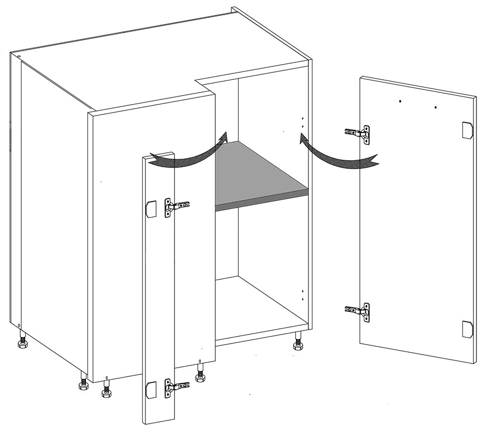 INFINITY b | dolní skříňka 14D P | 70x100 cm | artisan/bílá lesk