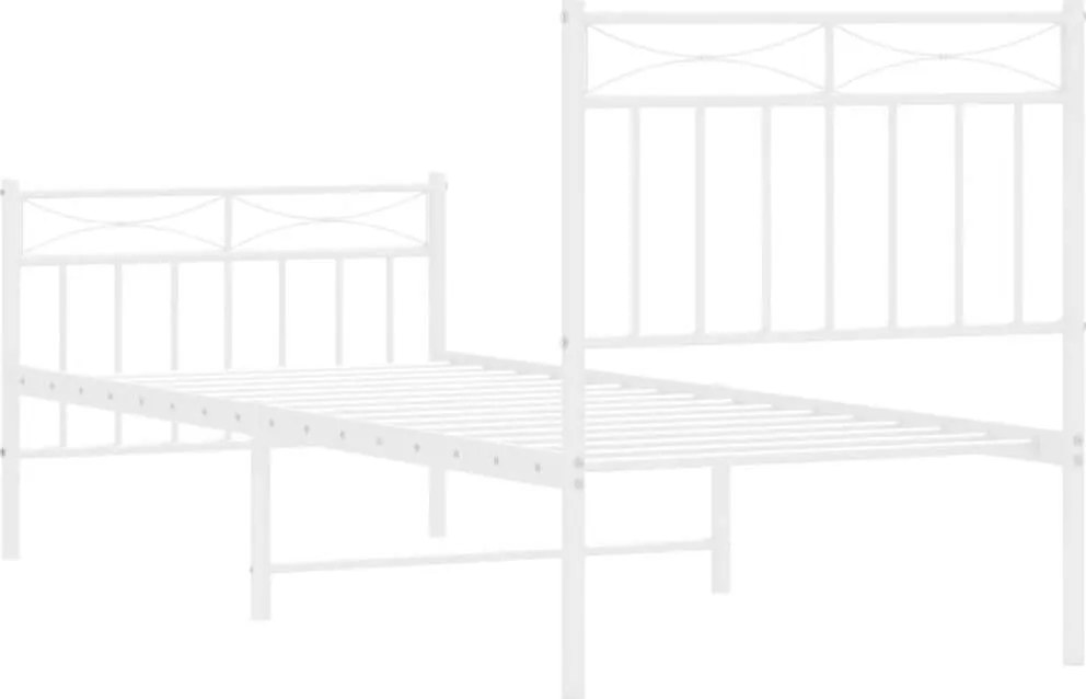 vidaXL Kovový rám postele s hlavovým a nožním čelem 80 x 200 cm [373749] Barva: Bílá