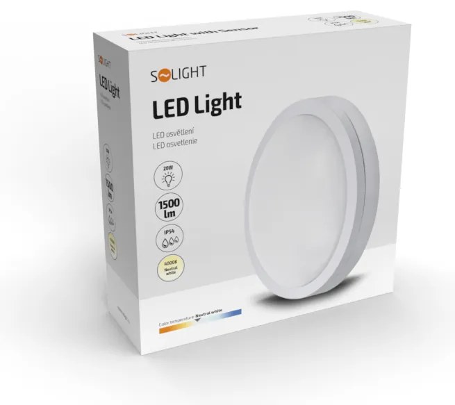 Solight LED venkovní osvětlení Siena, bílé, 20W, 1500lm, 4000K, IP54, 23cm