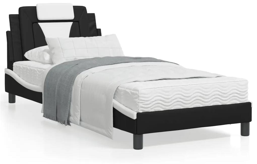 Rám postele s čelem černý a bílý 80 x 200 cm umělá kůže,  3208059
