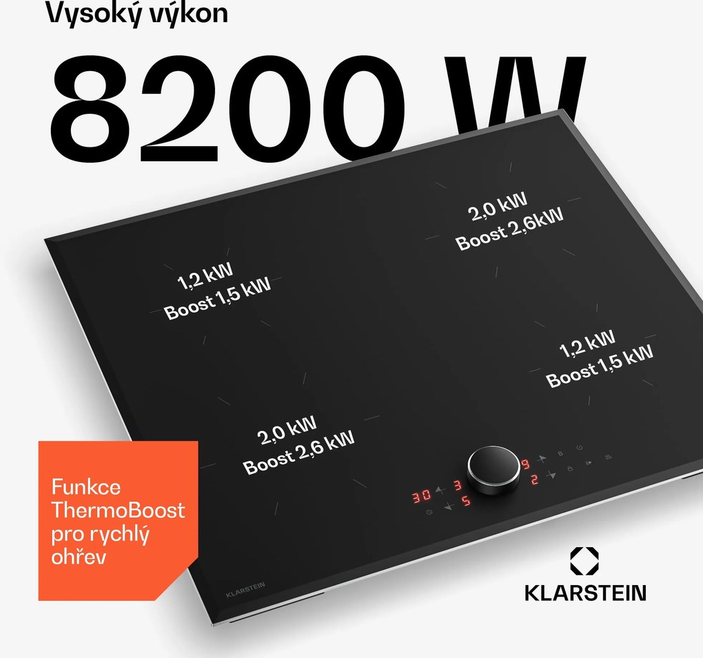 Klarstein Magnichef indukční varná deska | 4 varné zóny | Moderní & inovativní | 8200 W | 60 cm
