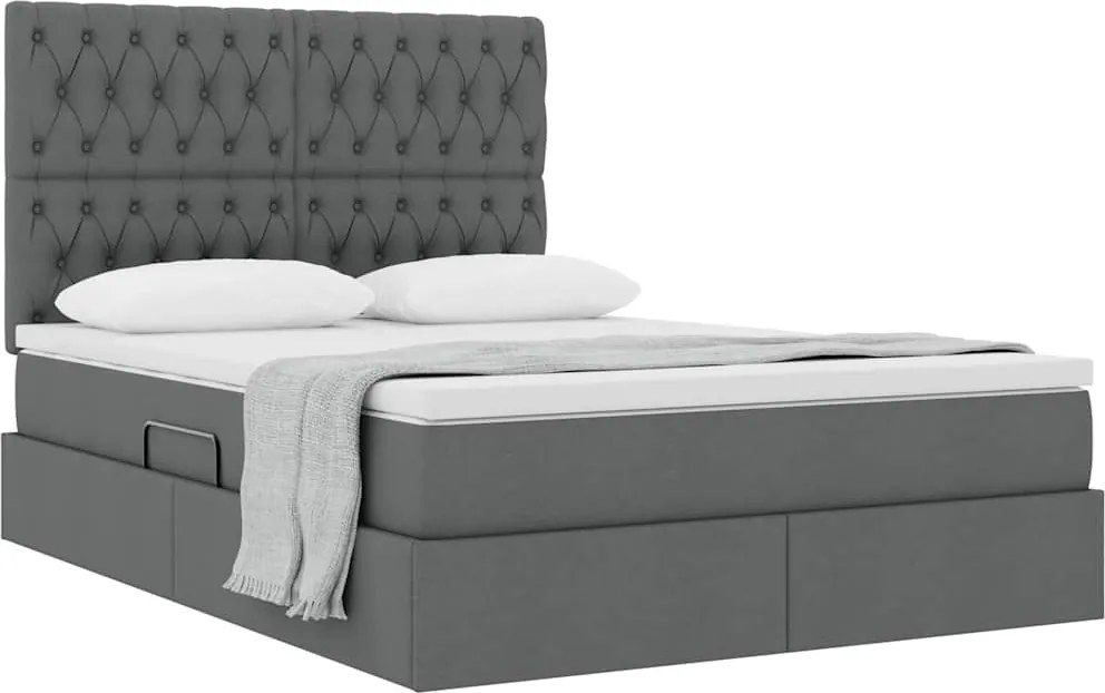 Postel s úložným prostorem a matrací Tmavě šedá 140 x 190 cm 3371842