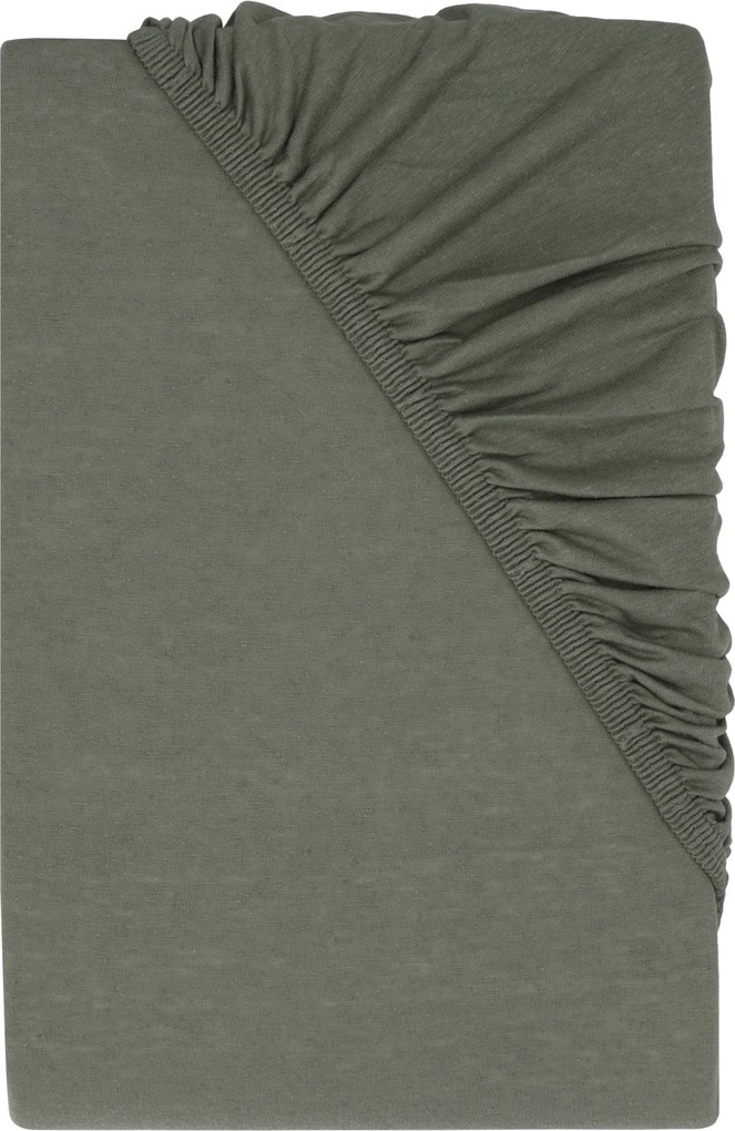 Livarno® Žerzejové napínací prostěradlo s podílem lnu, 140–160 x 200 cm (zelená)