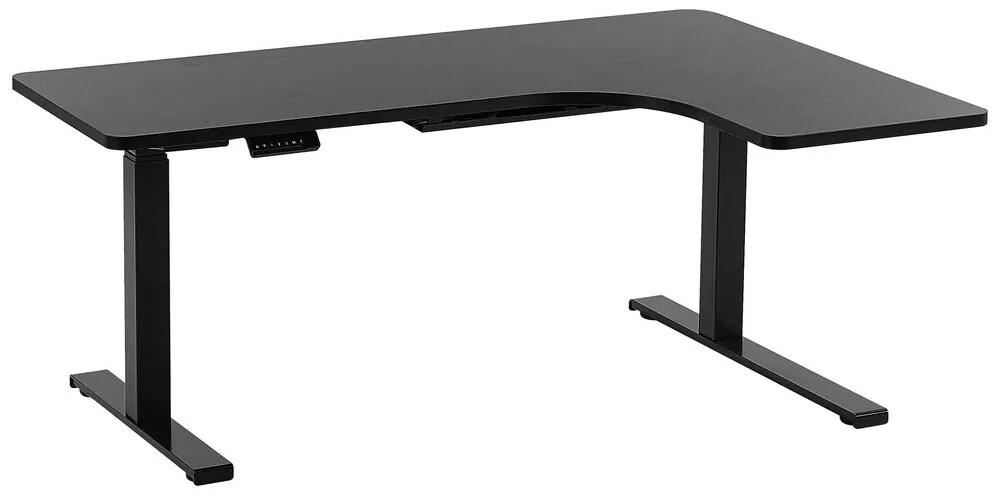 Rohový elektricky nastavitelný psací stůl pravostranný 160 x 110 cm černý DESTIN II Beliani