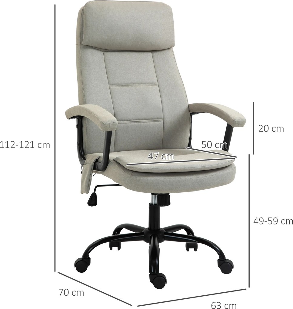 Kancelářská židle Vinsetto s masážní funkcí ergonomická výškově nastavitelná kancelářská židle s houpací funkcí béžová pro pohodlí v domácí kanceláři…