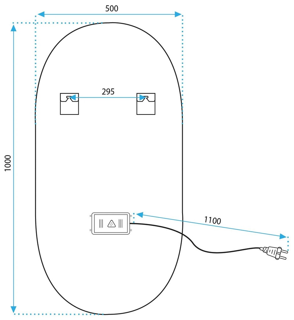 Rea Rea, oválné koupelnové LED zrcadlo 50x100cm, zlatá lesklá, HOM-02606