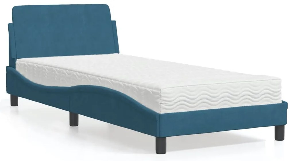 Postel s matrací Dover modrá 90 x 190 cm samet 3208315