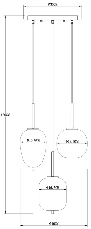 GLOBO BLACKY I 15345-3MM Závěsné svítidlo