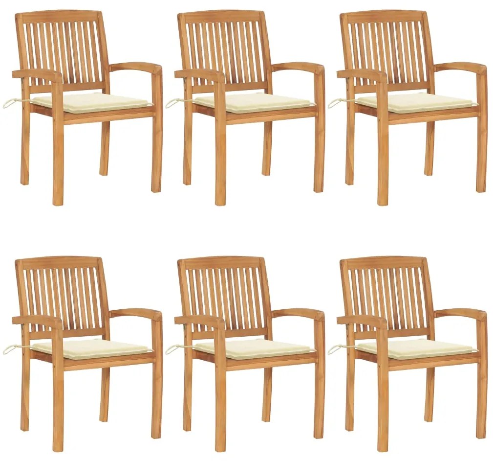 Stohovatelné zahradní židle s poduškami 6 ks masivní teak 3073227