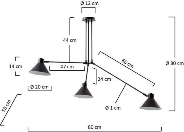 Černé stropní svítidlo 80x80 cm Dione – Kave Home