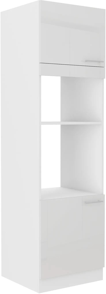 STL 60 cm skříňka vysoká 2D na mikrovlnnou a pečící vestavnou troubu LARA Barevné provedení: Bílá / Cappucino lesk