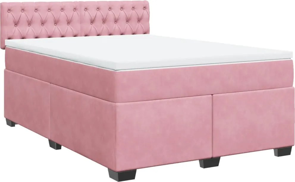 Box spring postel s matrací růžová 140x190 cm samet 3288617