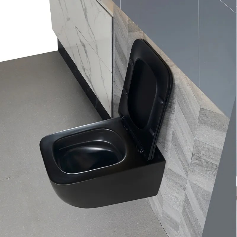 BPS-koupelny Závěsná WC mísa se SoftClose sedátkem HYD-6837, černá mat