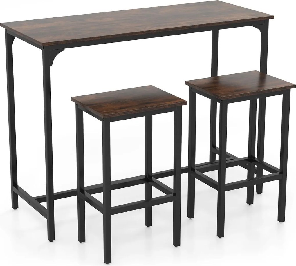 Costway 3 PCS. Jídelní stůl set s barovým stolem a amp; 2 taburety průmyslový