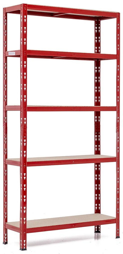 SUPER EKO HIT - Policový regál Trestles RNDU-KUI 1800x900x300, nosnost 875 kg, 5 polic, červený