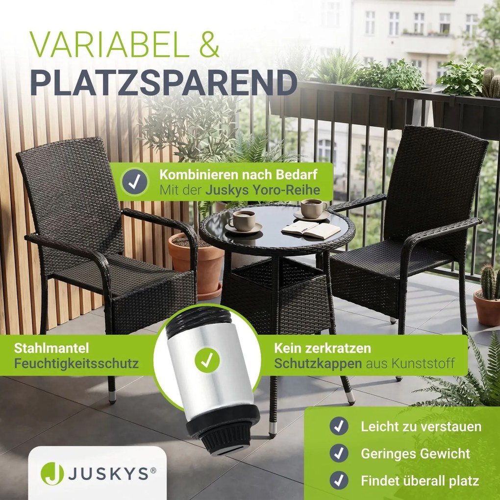 Juskys Kulatý polyratanový zahradní stůl Yoro Barva: černá, Velikost: Ø 80 cm