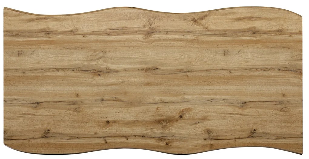 Jídelní stůl HT-880B OAK, 180x90 cm, MDF deska, 3D dekor divoký dub, kov černý lak mat