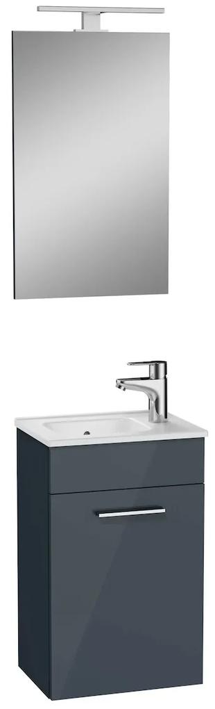 Koupelnová skříňka s umyvadlem zrcadlem a osvětlením Vitra Mia 39x61x28 cm antracit lesk MIASET40A