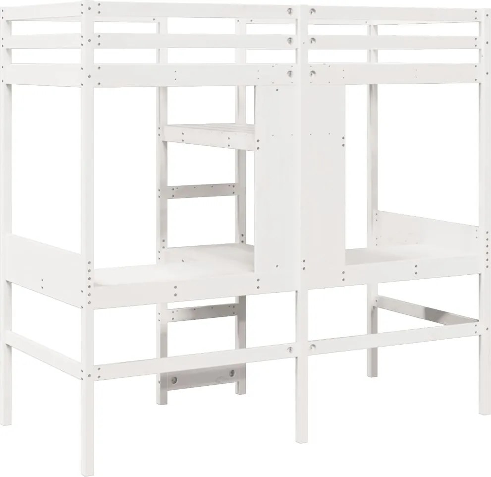 Patrová postel bez matrace bílá 75 x 190 cm masivní borovice 3308551