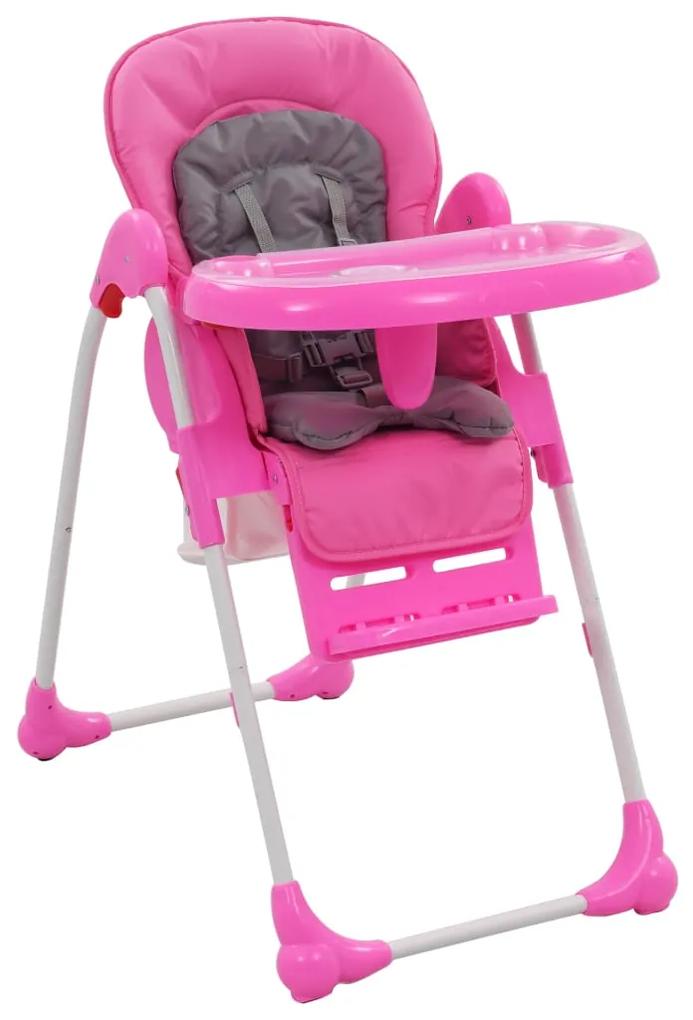 10186 vidaXL Dětská jídelní židlička růžovo-šedá
