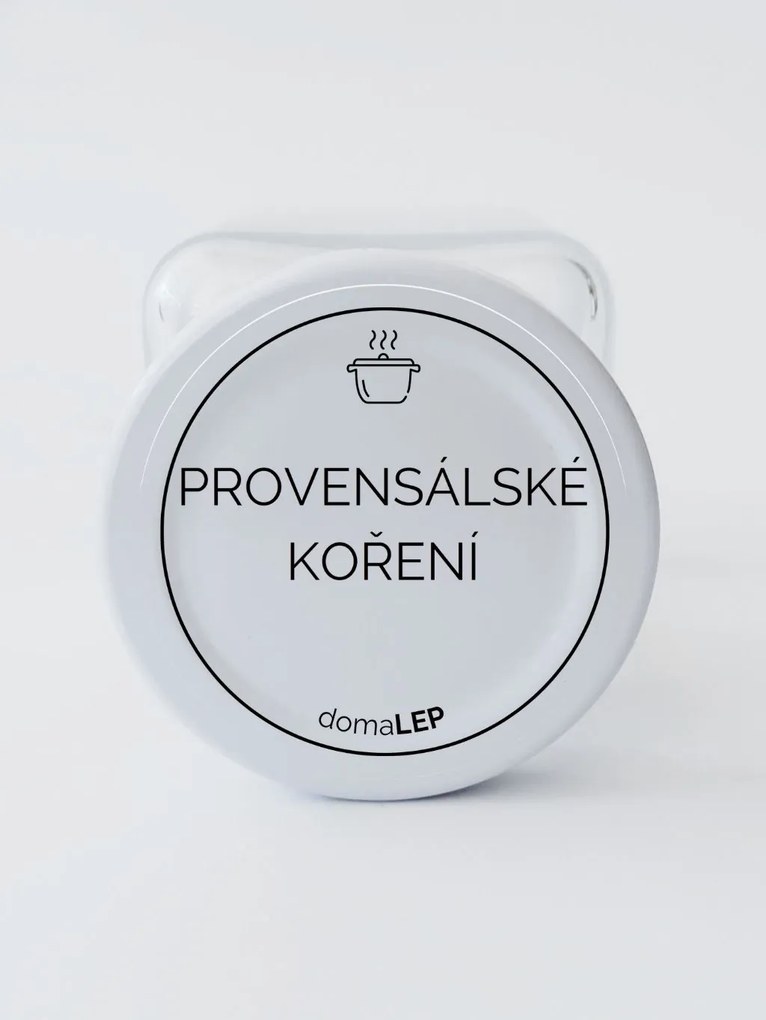Samolepka na kořenky PROVENSÁLSKÉ KOŘENÍ průhledná 5 cm základní písmo