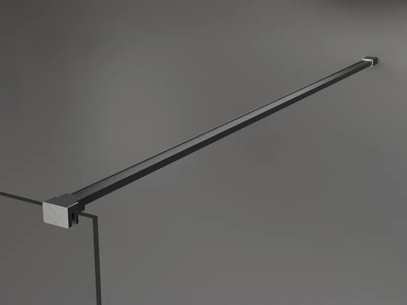 Mexen Kioto+, sprchová zástěna Walk-In s poličkou a věšákem 140 x 200 cm, 8mm sklo vzor zrcadlo, grafitový profil, 800-140-121-66-50